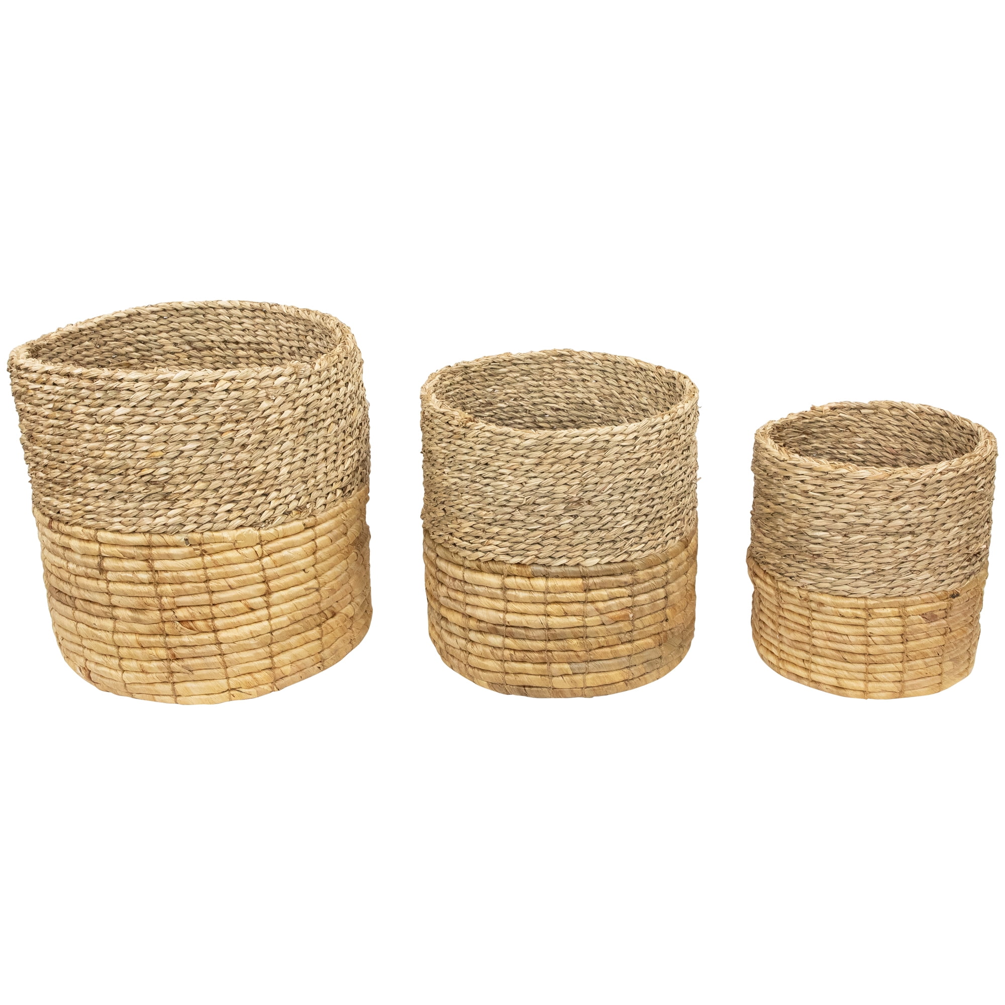 Northlight Set of 3 Tan and Brown Twist Woven Round Storage Baskets 13. ...