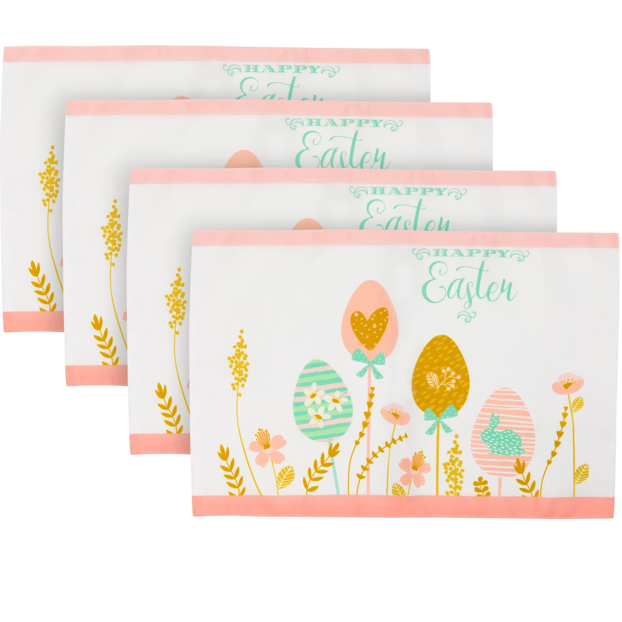 Northlight Easter Table Placemats, Pastel Eggs and Floral Design, Set ...