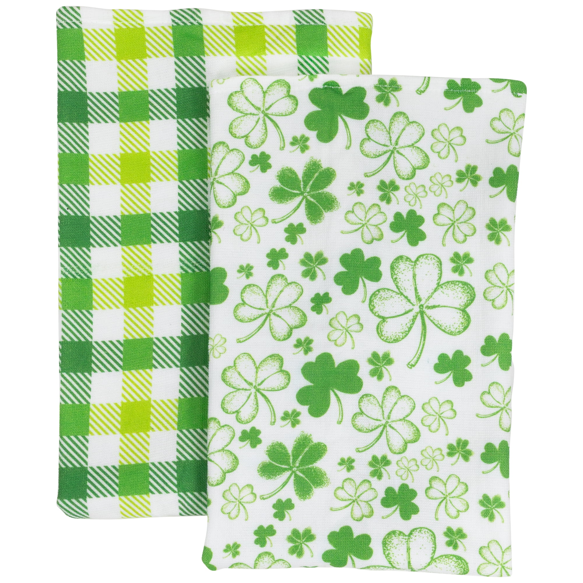 Northlight Shamrocks and Plaid St. Patrick's Day Kitchen Tea Towels ...