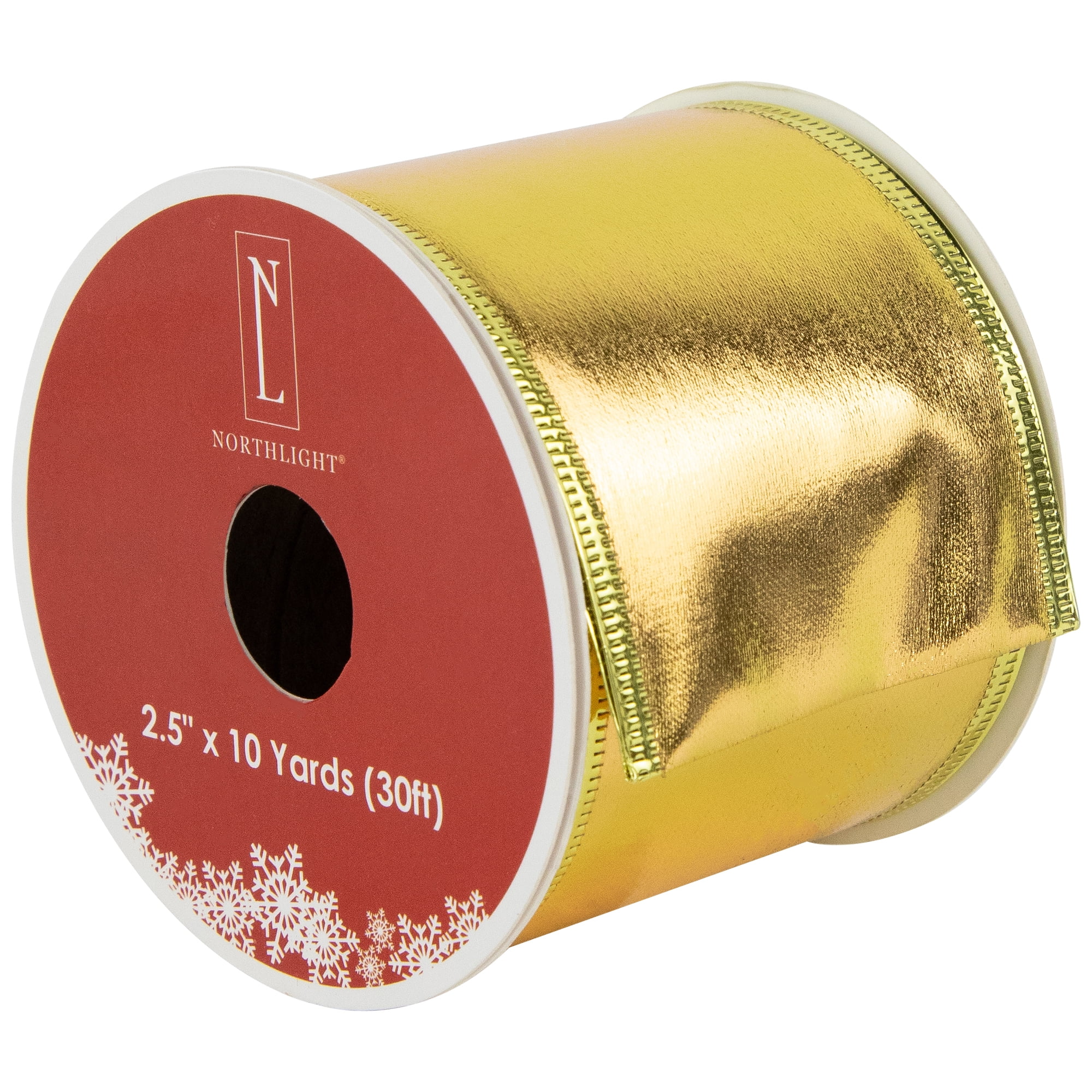 Northlight Shimmering Gold Metallic Wired Craft Christmas Ribbon 2.5" x ...