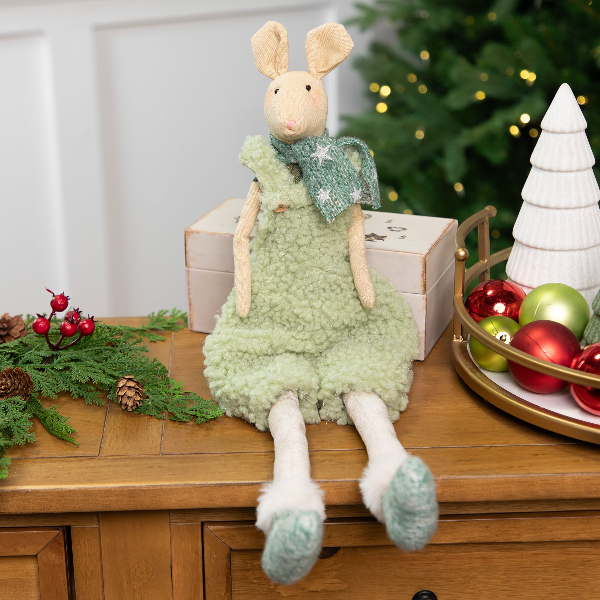 Northlight Sitting Boy Mouse in Overalls with Dangling Legs Christmas ...