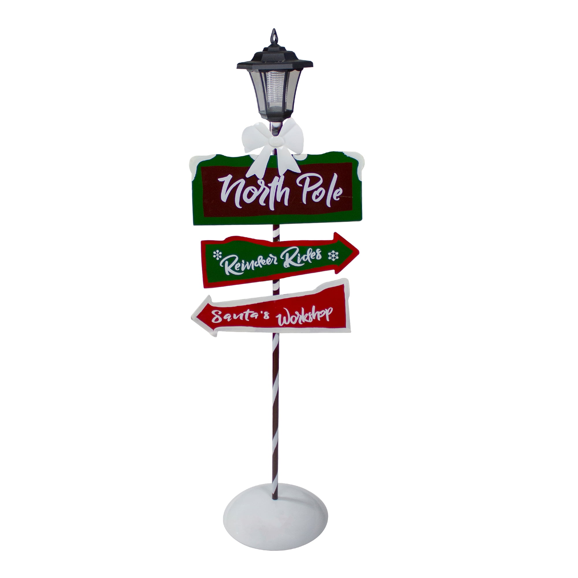 Northlight Solar-Powered North Pole Light Up Lantern Post Christmas ...