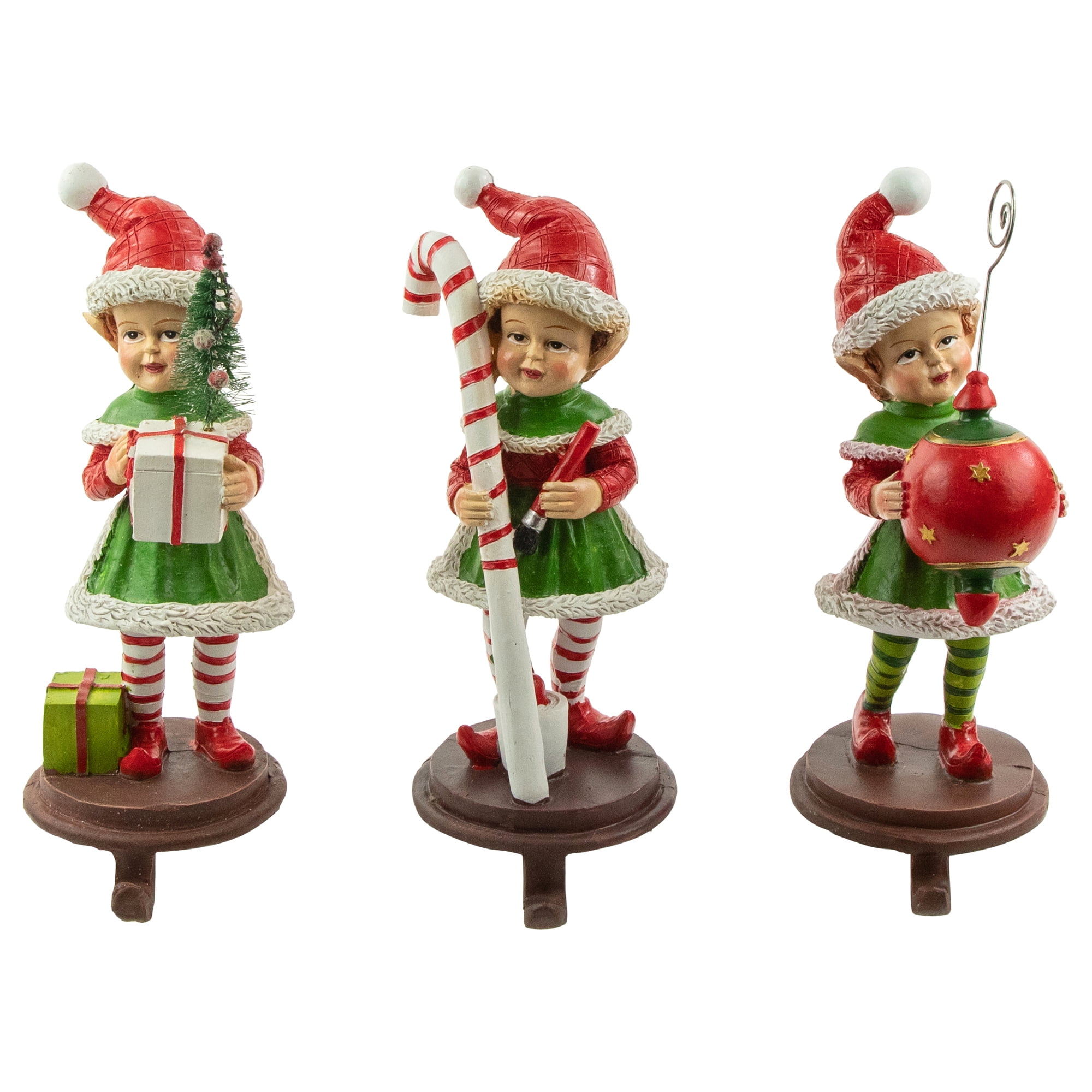 Northlight Standing Christmas Elves Stocking Holders - 8.5" - Set of 3 ...
