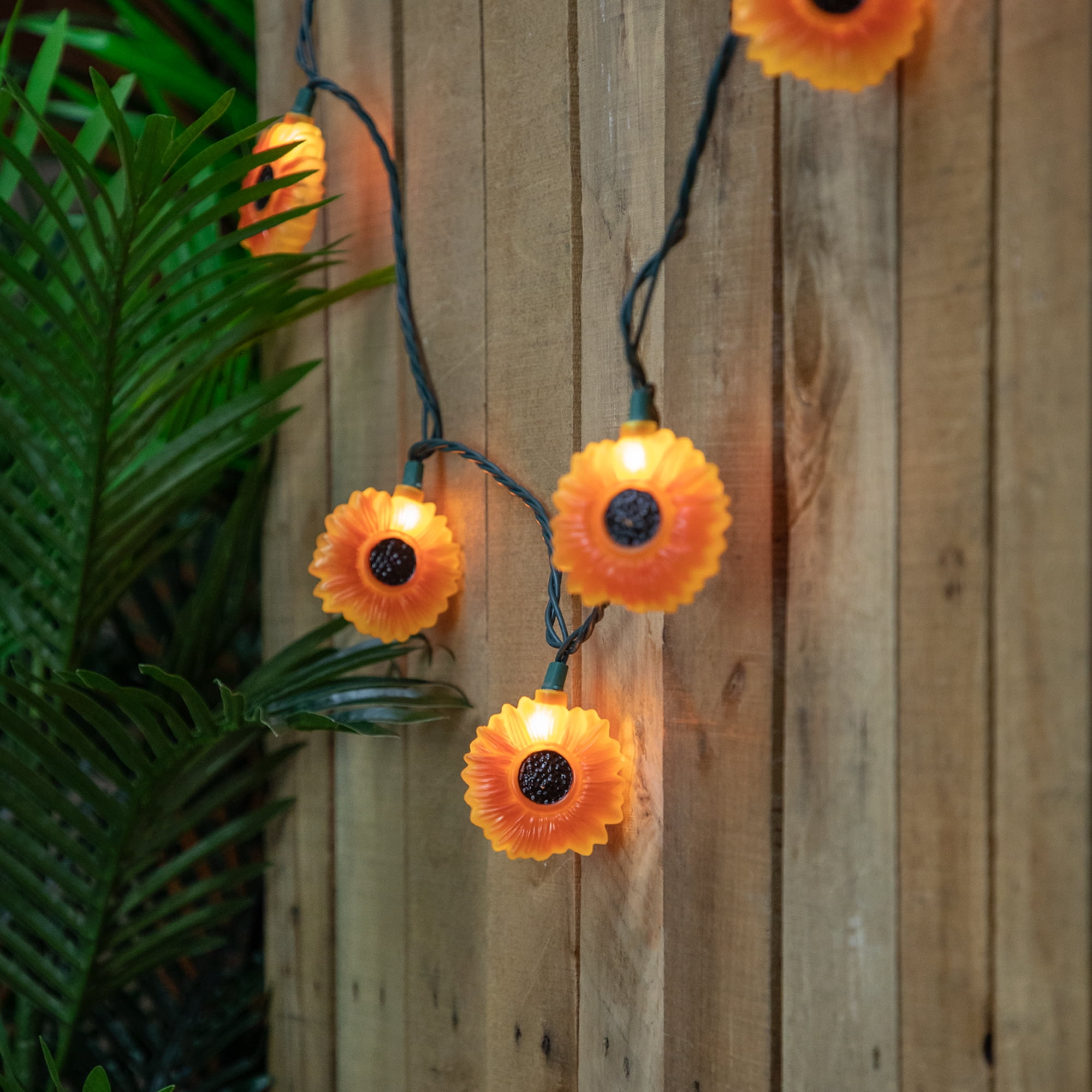 Northlight Sunflower Patio Light Set - 6' Green Wire - 10ct - Walmart.com