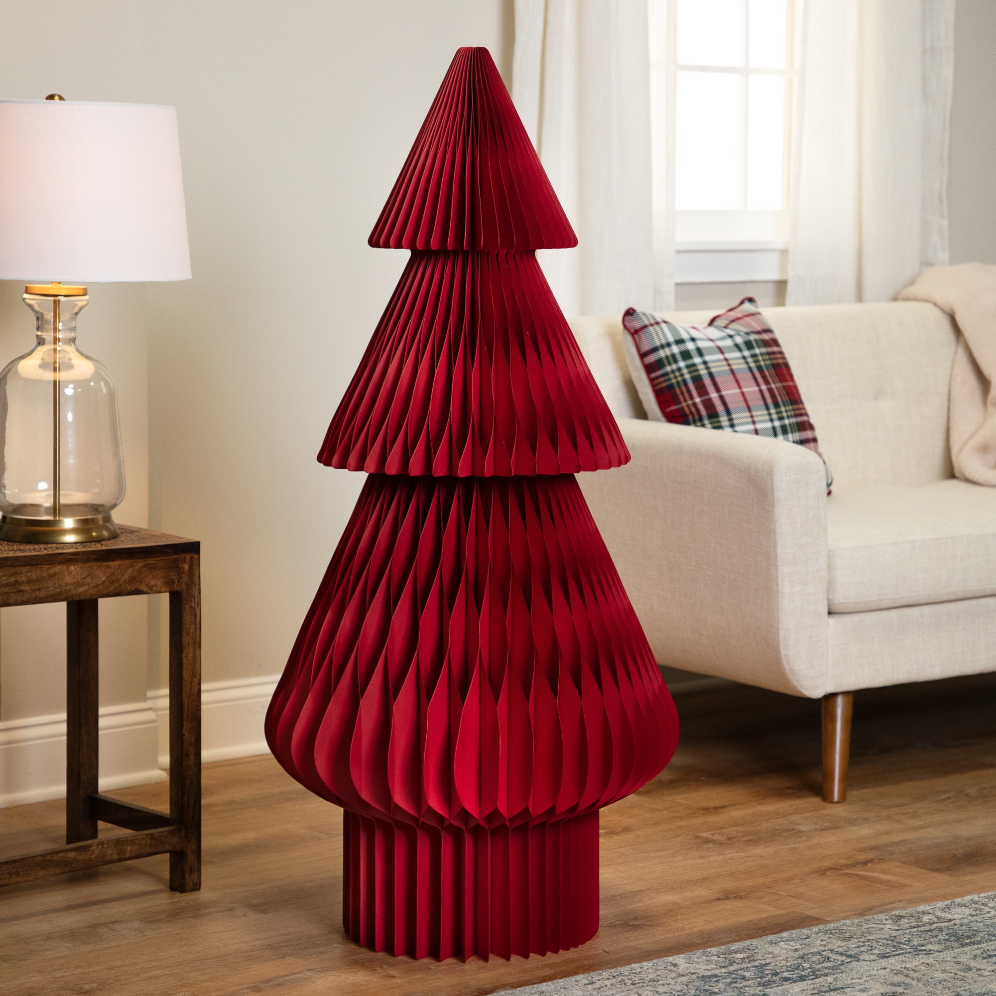 Northlight Tall Foldable Accordion Honeycomb Paper Christmas Tree - 4' - Red - Walmart.com