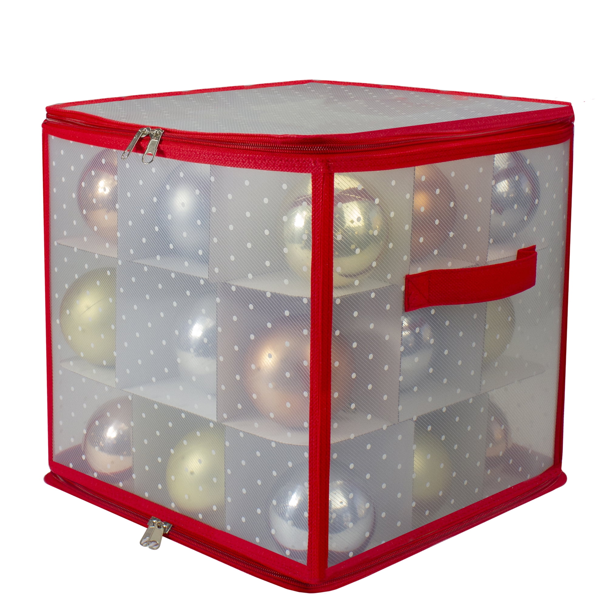 Northlight Transparent Zip Up Christmas Storage Box - 12" - Holds 27 ...