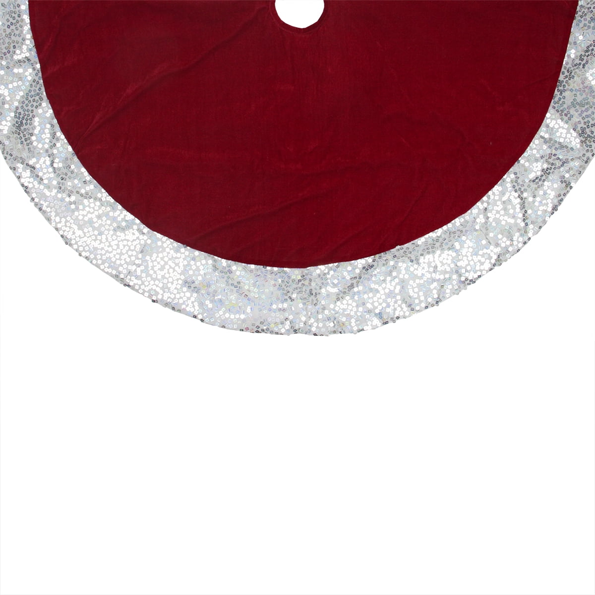 Northlight Velvet Sequined Christmas Tree Skirt - 48" - Red and Silver ...