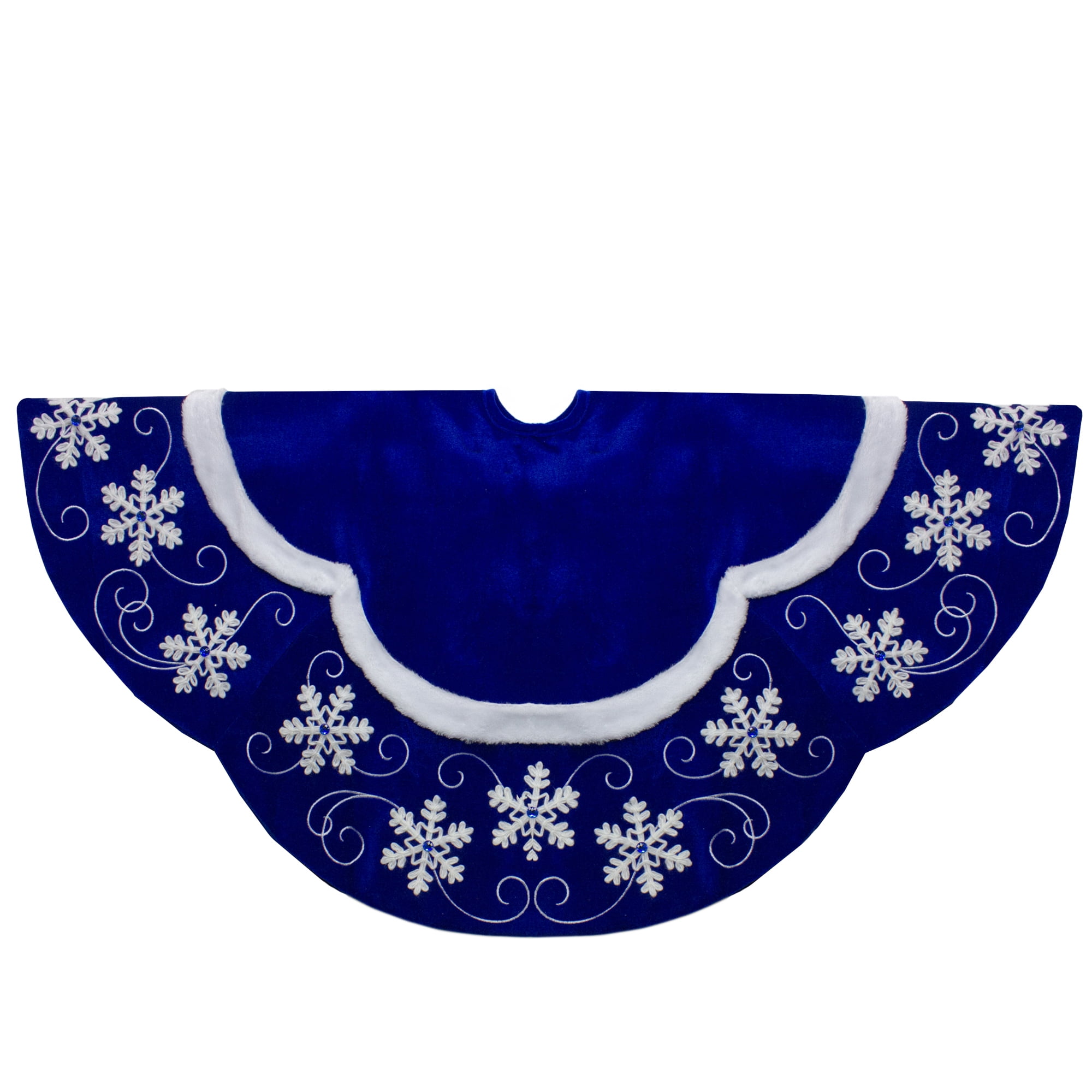 Northlight Velvet Snowflake Christmas Tree Skirt - 48" - Royal Blue and ...