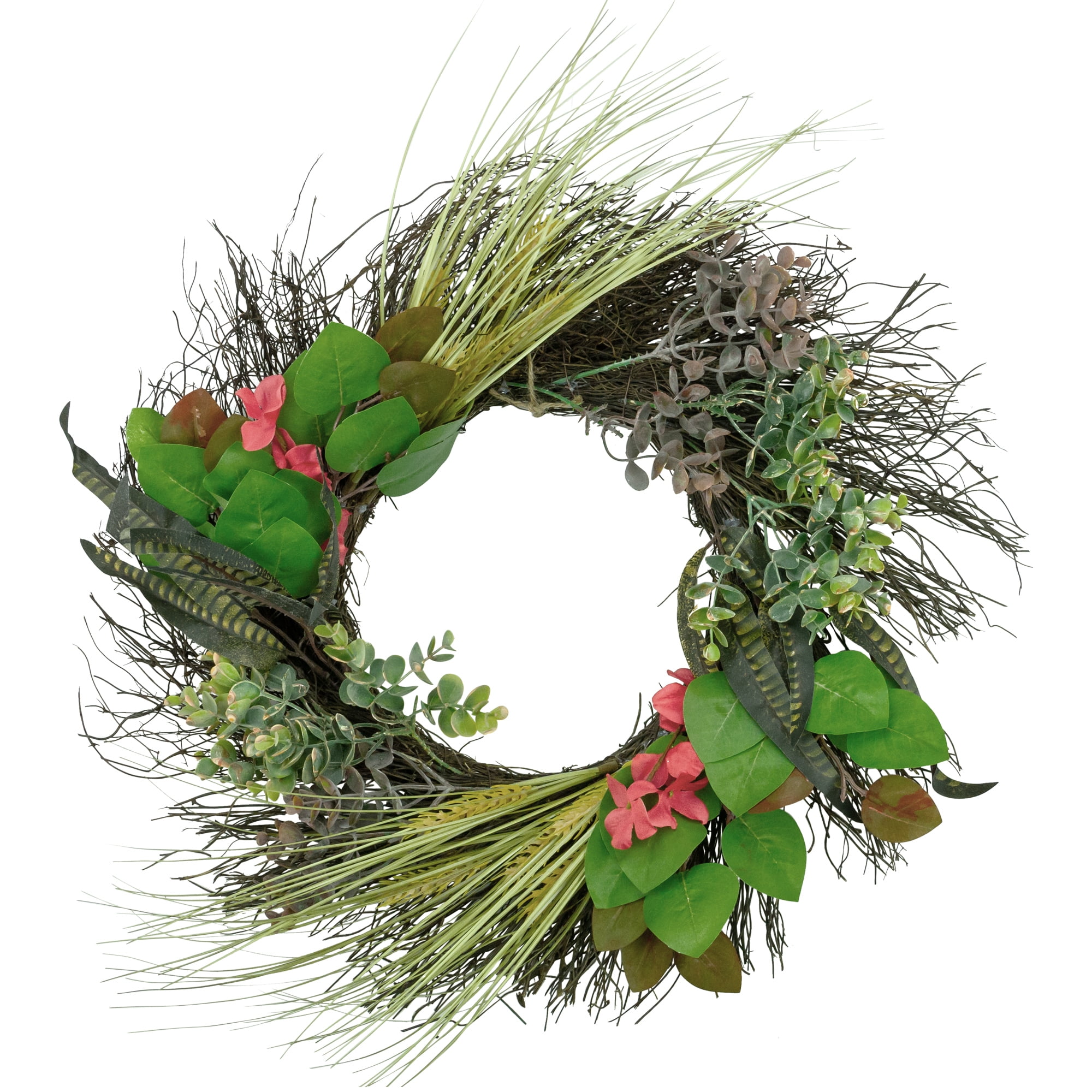 Northlight Wheat, Eucalyptus and Twig Artificial Wreath, 22-Inch ...