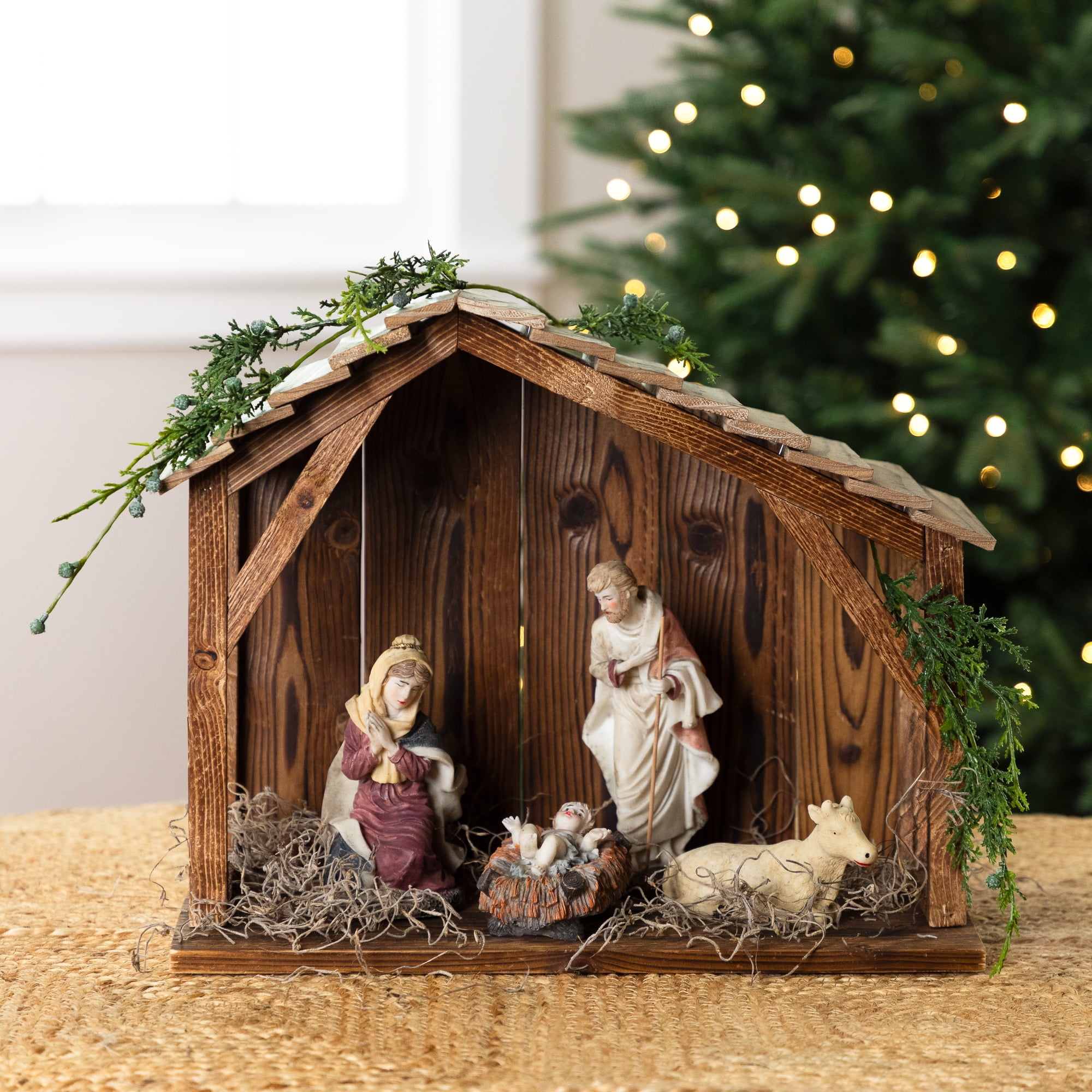Northlight Wooden Christmas Nativity Stable - 15.25" - Brown - Walmart.com