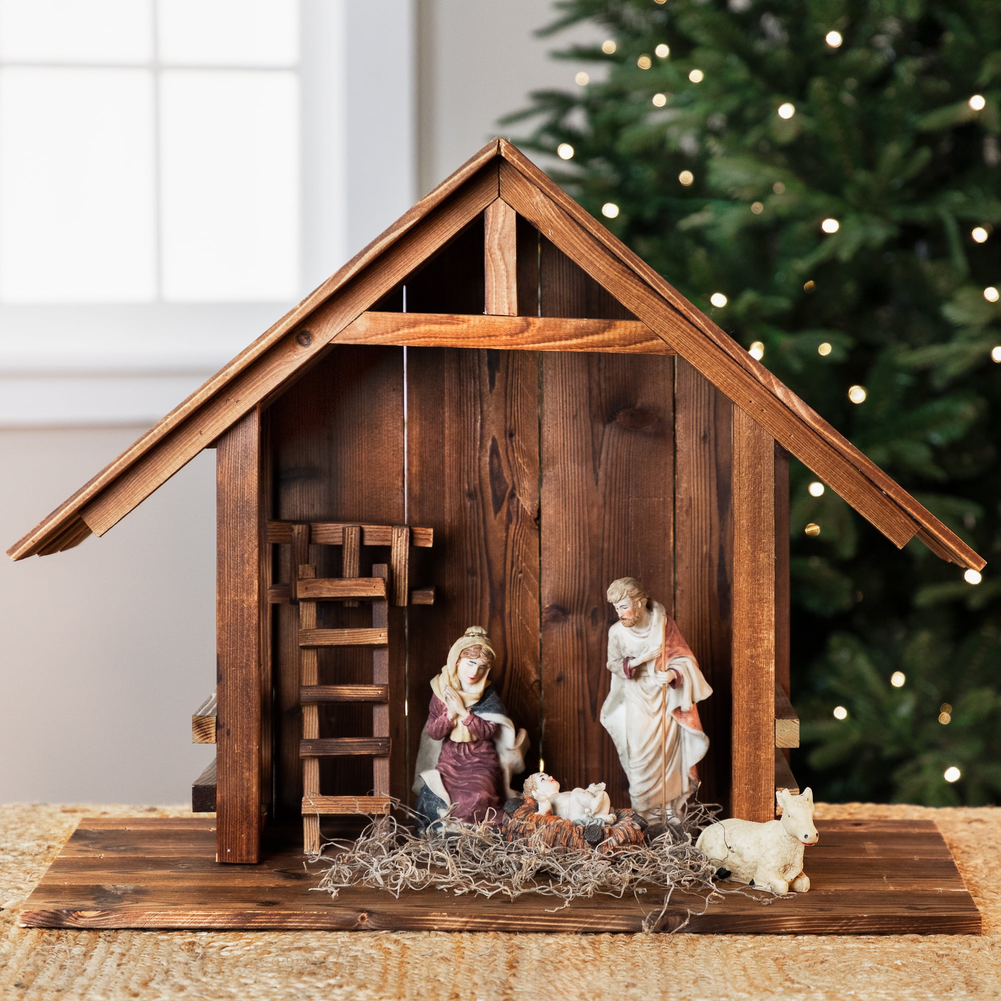 Northlight Wooden Nativity Stable with Ladder and Loft - 22" - Walmart.com