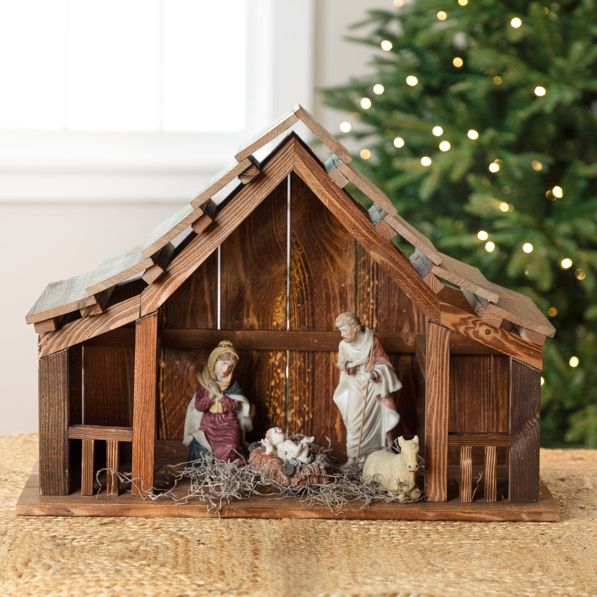 Northlight Wooden Nativity Stable with Railing - 20.25" - Walmart.com