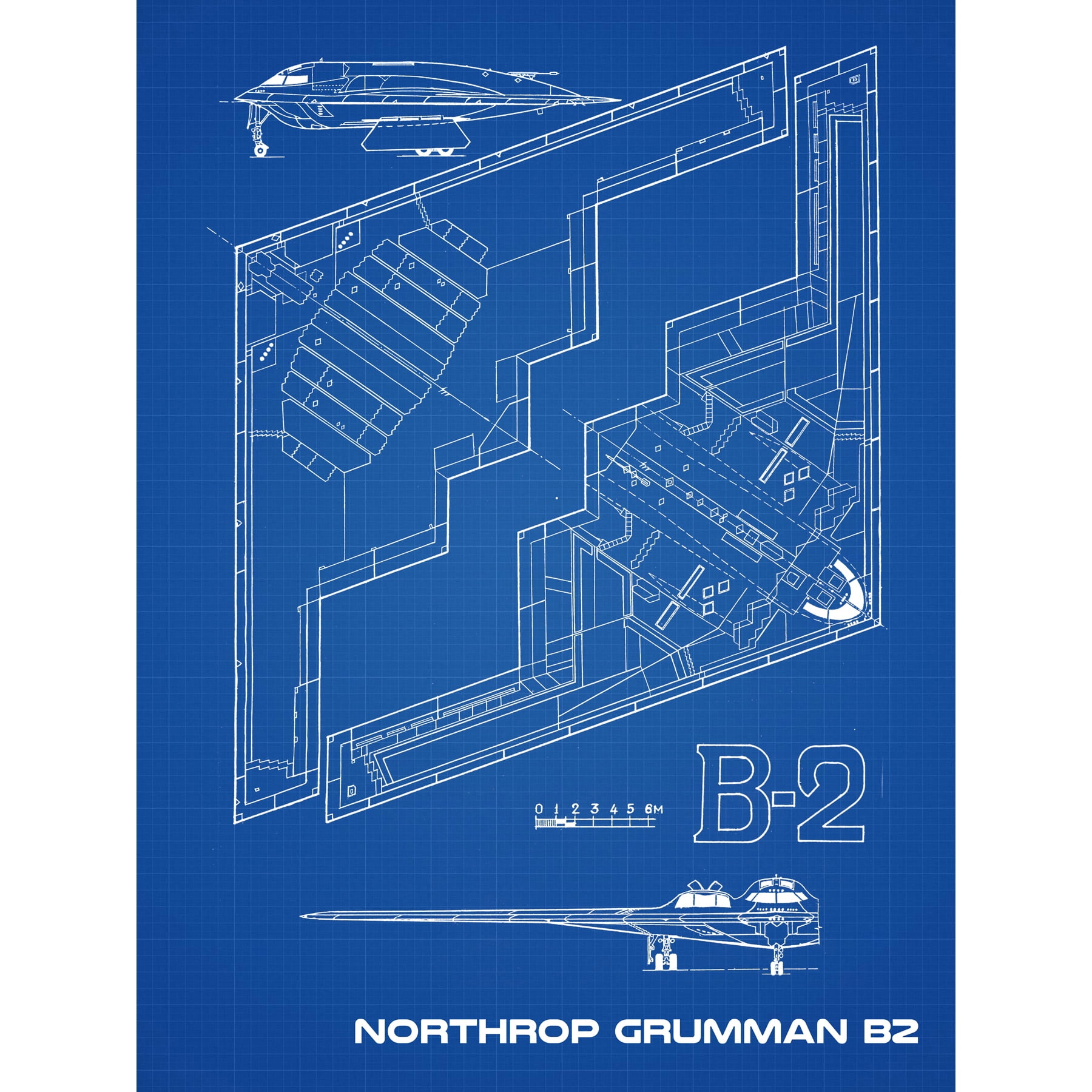 Northrop B-2 Spirit Stealth Bomber Blueprint Plan Extra Large XL Wall ...