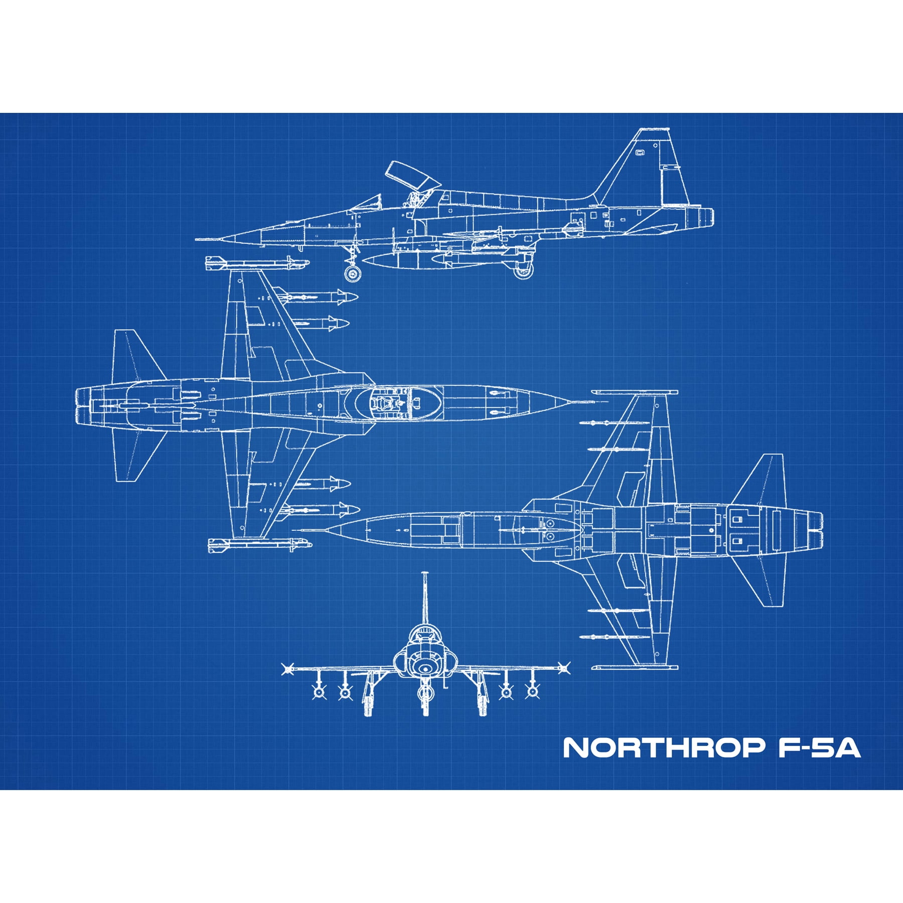 Northrop F-5A Freedom Fighter Aircraft Blueprint Plan Extra Large XL ...