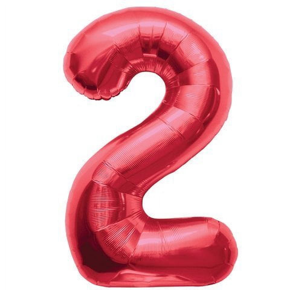 Northstar Number 2 Two Shaped Solid Jumbo Helium Red 34" Foil Balloon ...