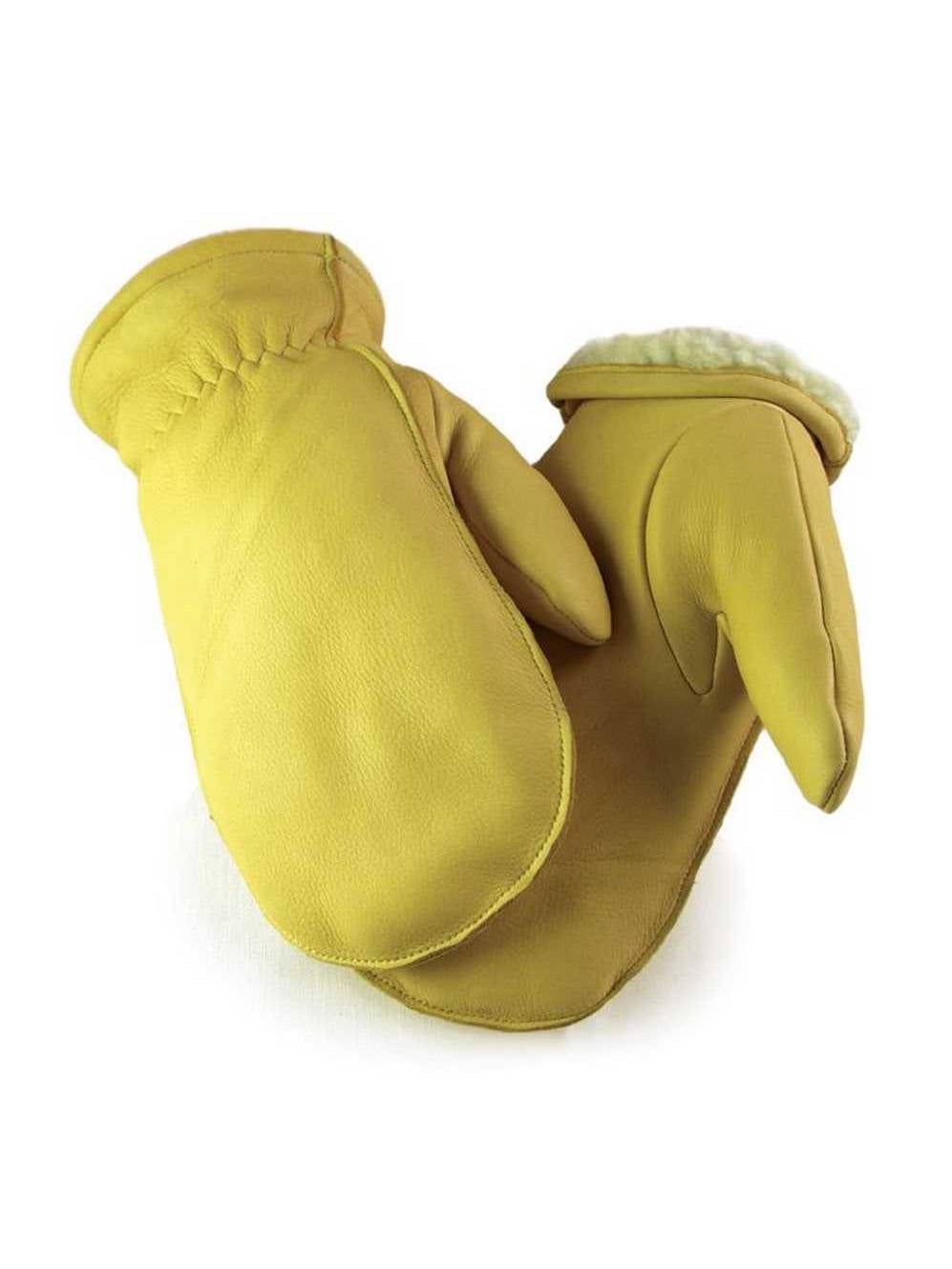 Northstar Unisex Full Grain Deerskin Sherpa Lined Mitten, Tan, Full ...