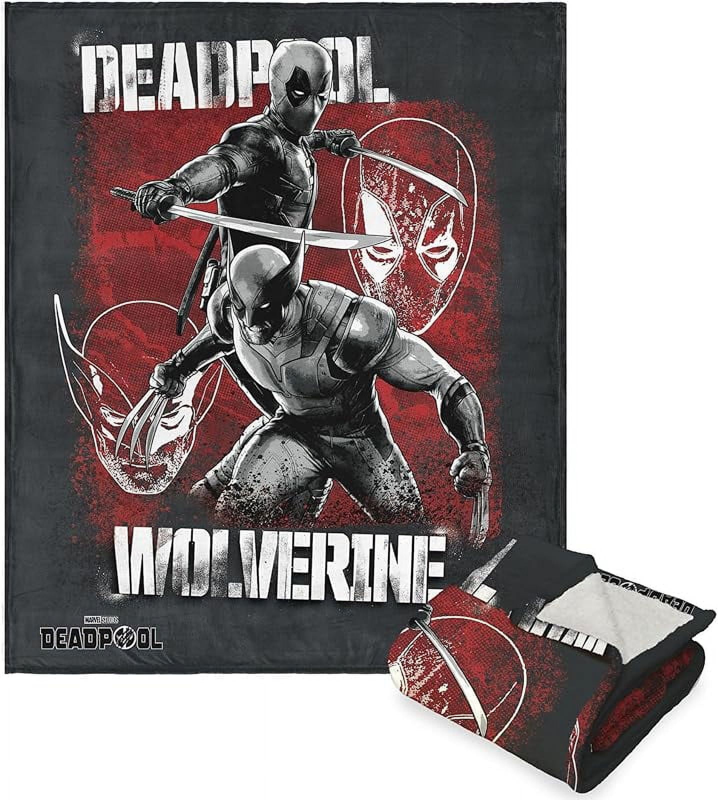 Northwest Deadpool Silk Touch Sherpa Throw Blanket, 50" x 60", Deadpool ...