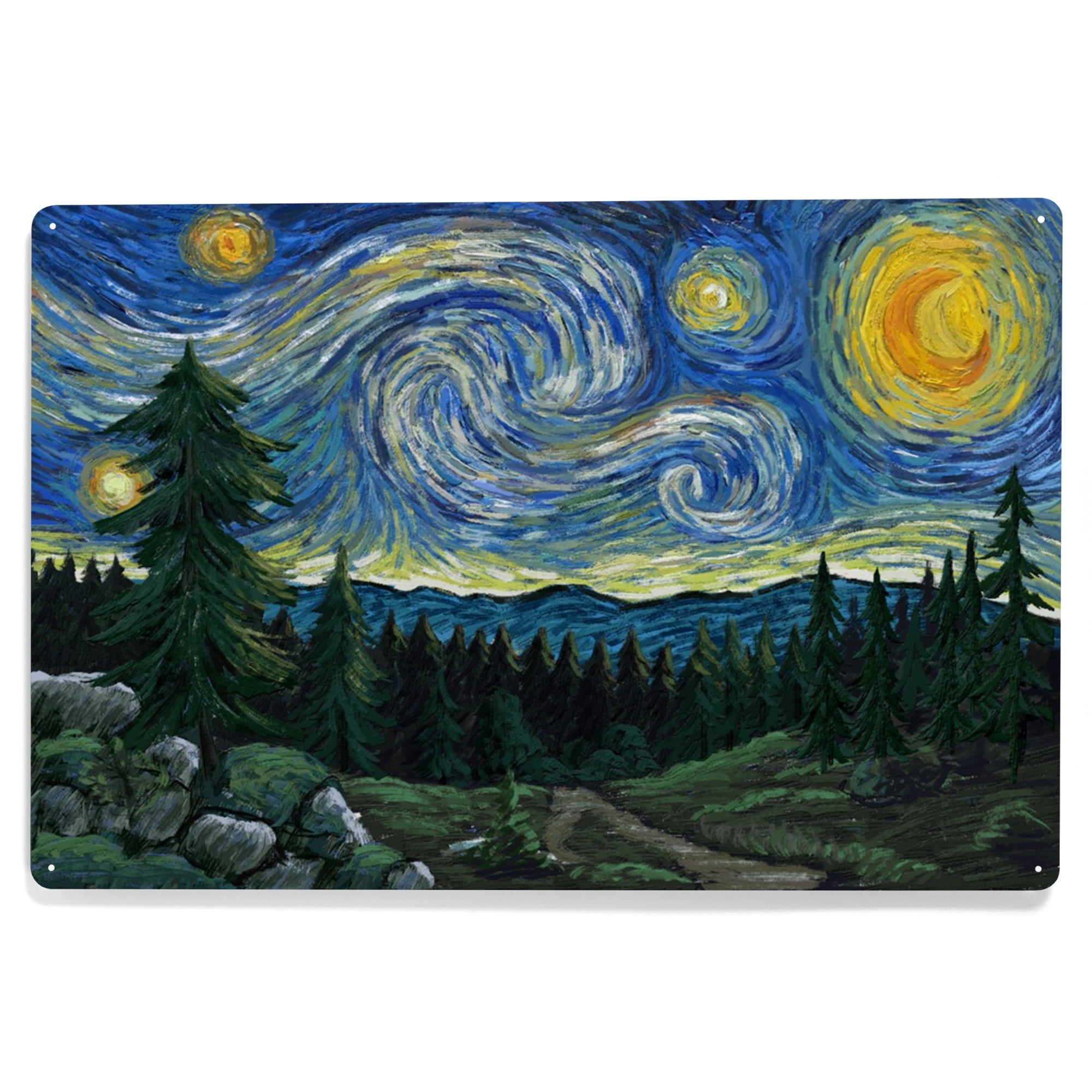 Northwest, Van Gogh Starry Night (12x18 Aluminum Art, Indoor Outdoor ...