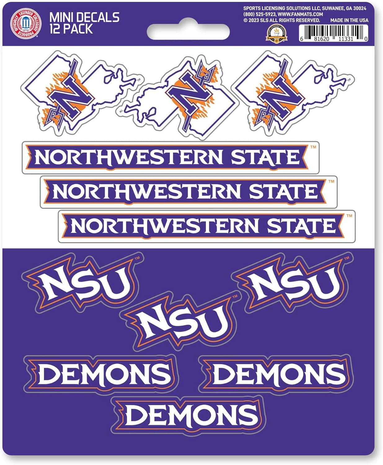 Northwestern State University Demons 12-Piece Mini Decal Sticker Set ...