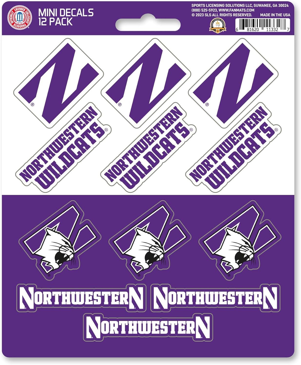 Northwestern University Wildcats 12-Piece Mini Decal Sticker Set, 5x6 ...