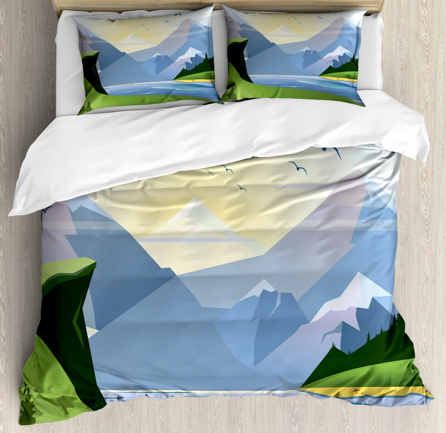 Northwoods Duvet Cover Set King Size, Nature Illustration with Grass ...