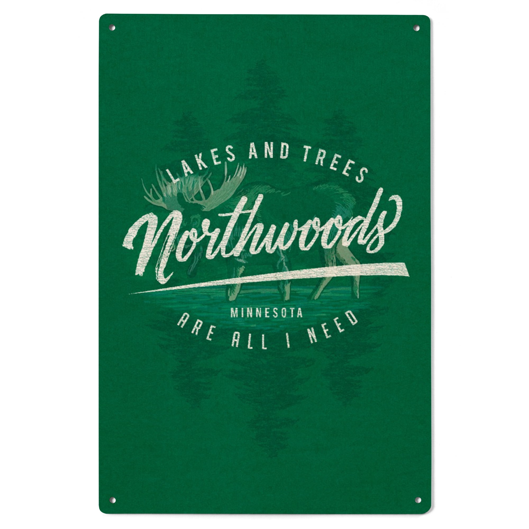 Northwoods, Minnesota, Lakes and Trees, Insignia Birch Wood Wall Sign ...