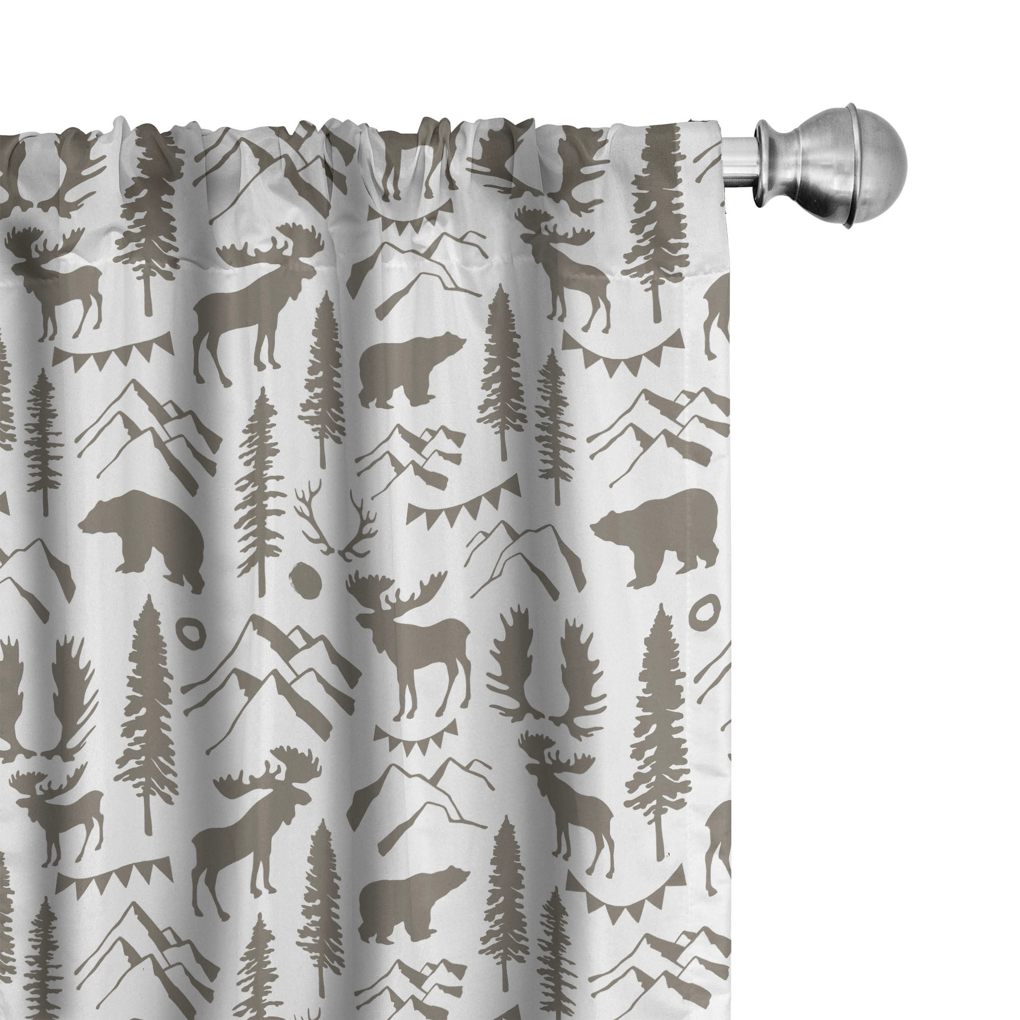Ambesonne Northwoods Window Curtains, Wild Nature Theme, Each 28" W x ...