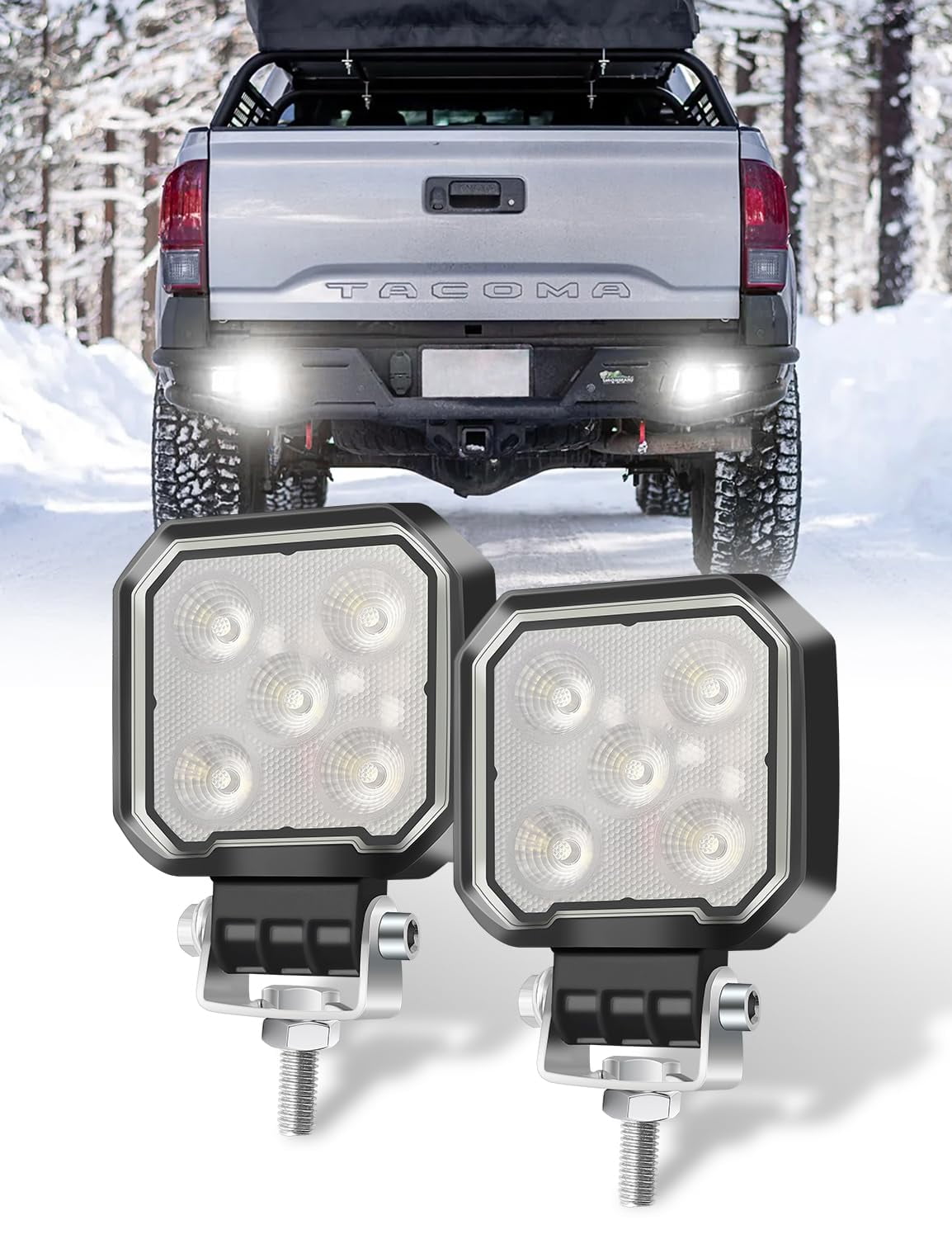 Northyun 3 Inch Square LED Work Light, Flood Beam LED Pods Lights 6000K ...