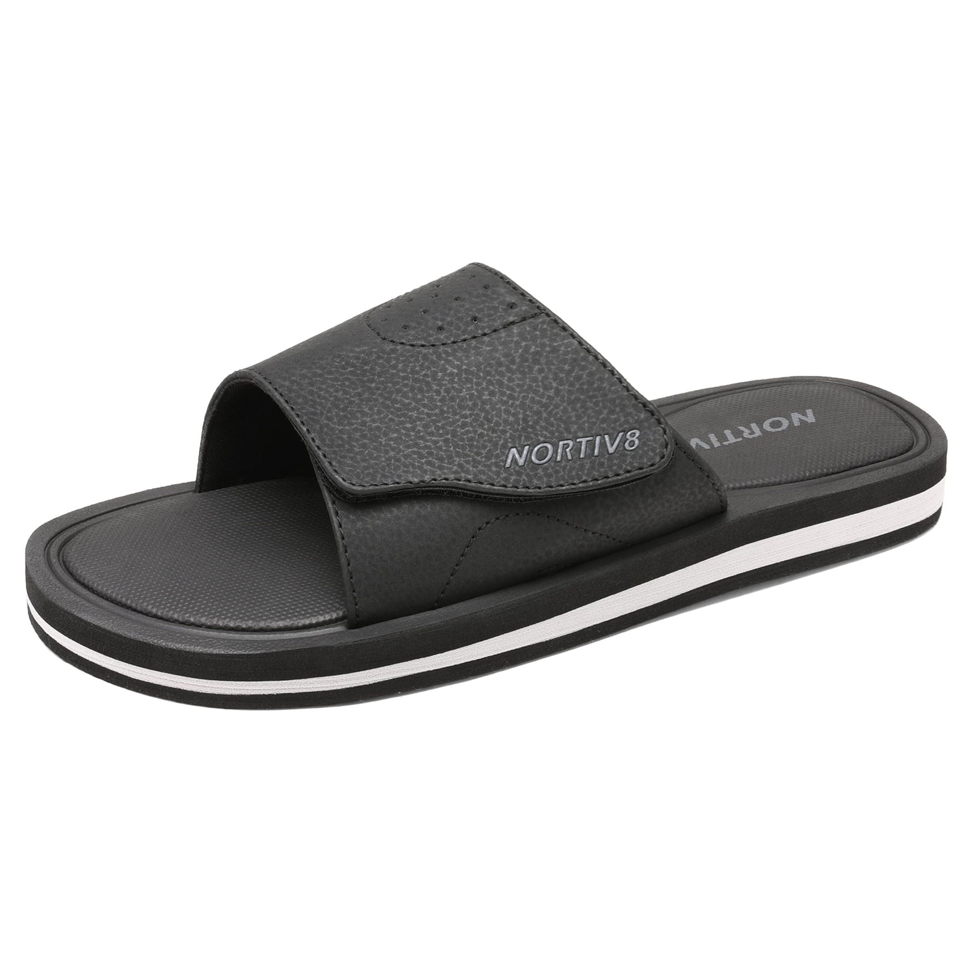Nortiv8 Men's Memory Foam Slide Sandals, Lightweight, Adjustable ...