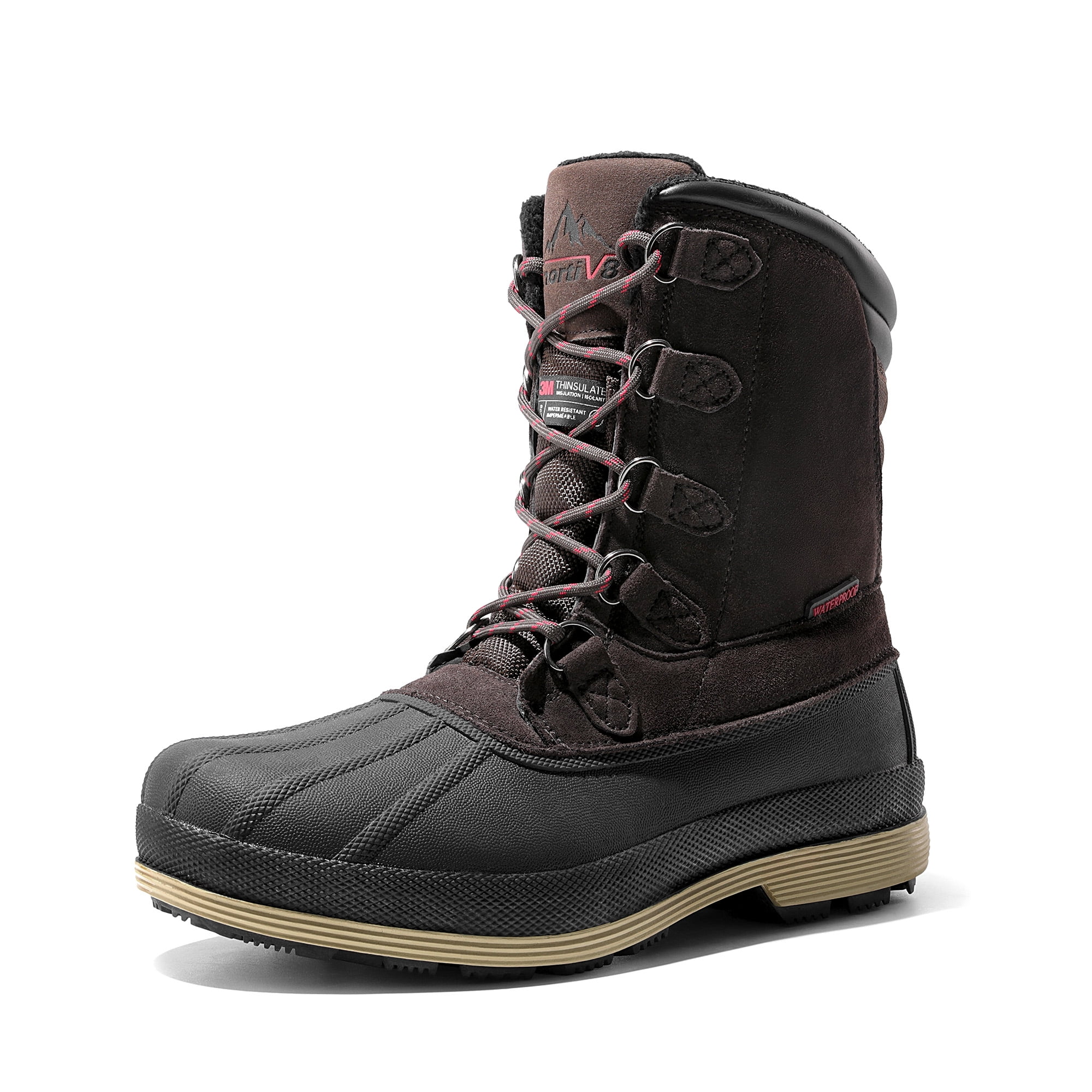 Nortiv8 Men's Winter Snow Boots Lace Up Warm Insulated Waterproof ...
