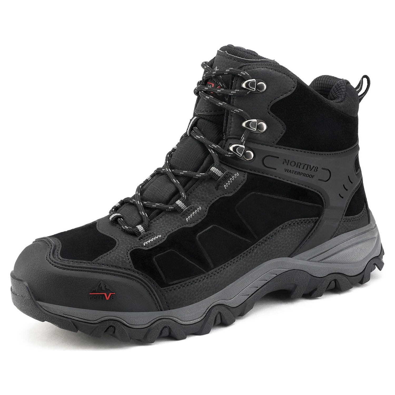 NORTIV8 Men's Waterproof Hiking Boots, Black, Wide Size 11, Durable ...