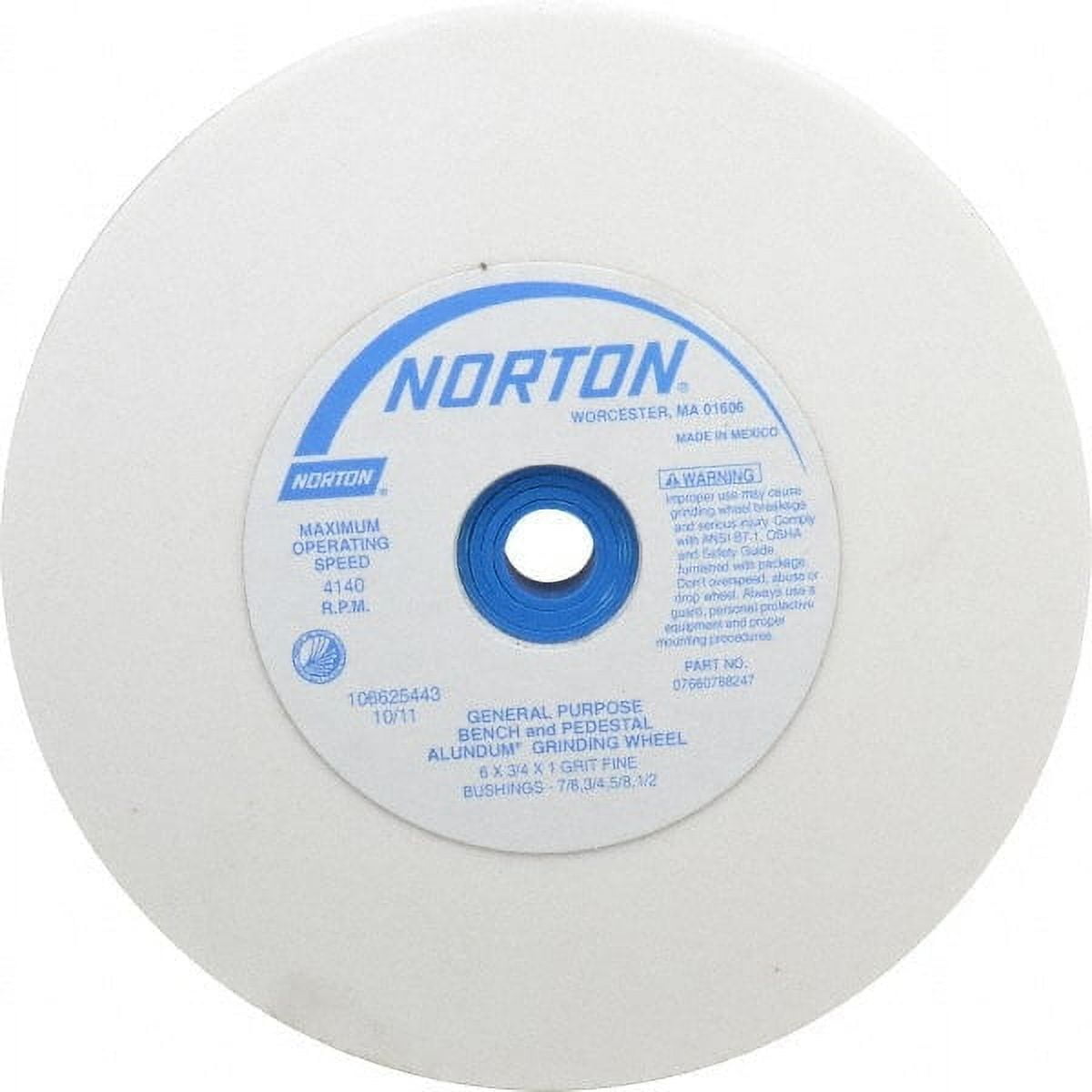 Norton 100 Grit Aluminum Oxide Bench & Pedestal Grinding Wheel 6" Diam ...