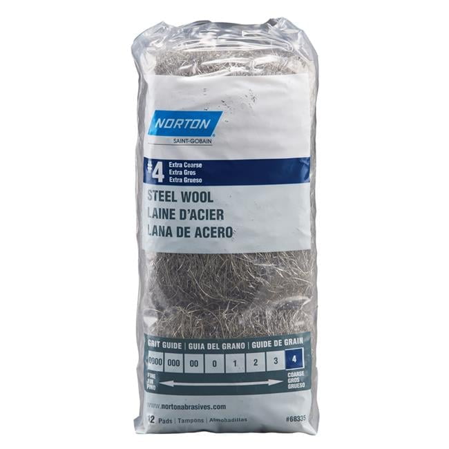 Norton 1003802 4 Grade Extra Coarse Steel Wool Pad - Pack of 12 ...