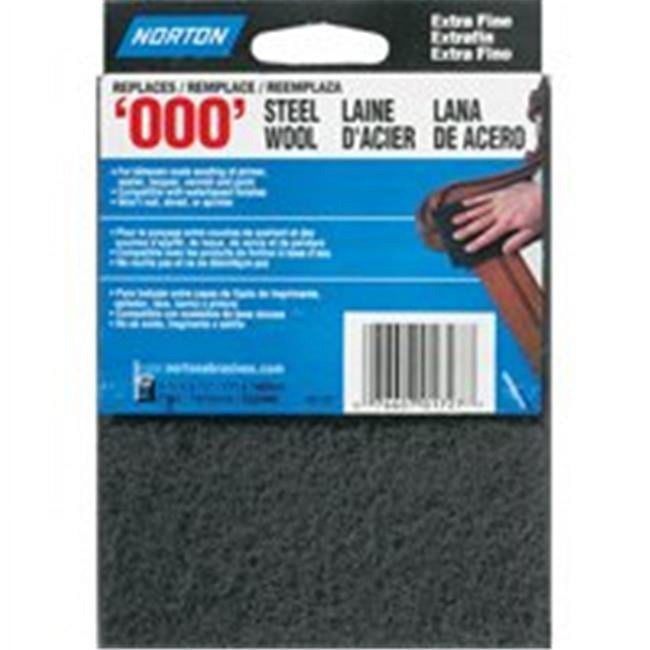 Norton 01727 Synthetic Steel Wool Pad 4-3/8" x 5-1/2" Extra Fine Gray ...