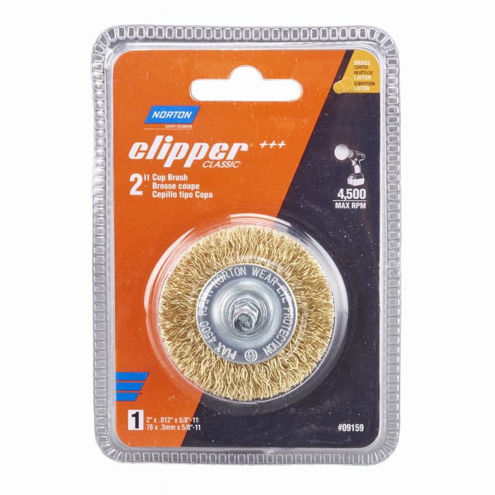 Norton 2027353 2 in. Clipper Coarse Wire Cup Brush - Brass 4500 rpm ...