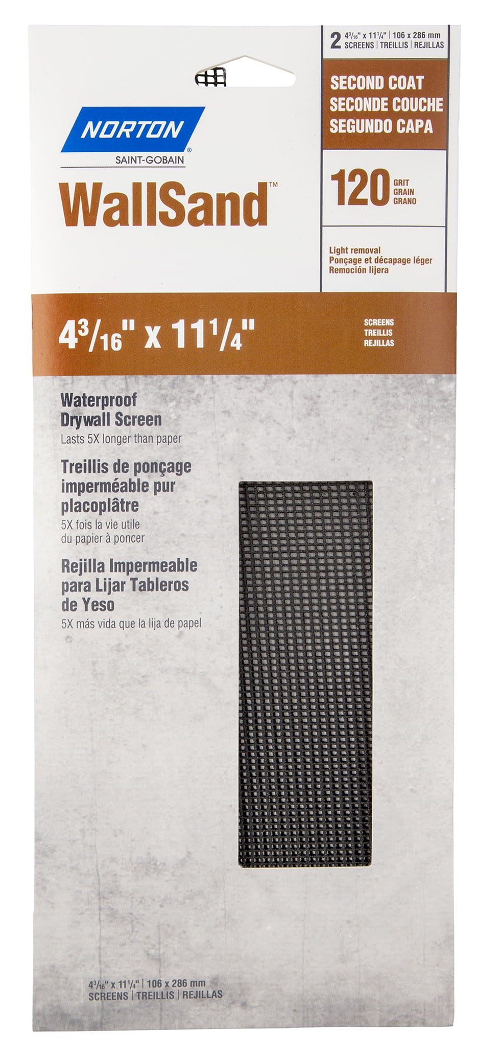Norton 21765 4-3/16" X 11-1/4" 120 Grit Wallsand™ Drywall Screen 10 ...