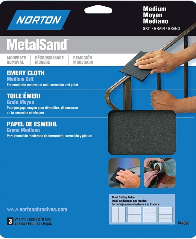 Norton 47820 Medium Grit Emery Cloth 9" x 11" - Walmart.com