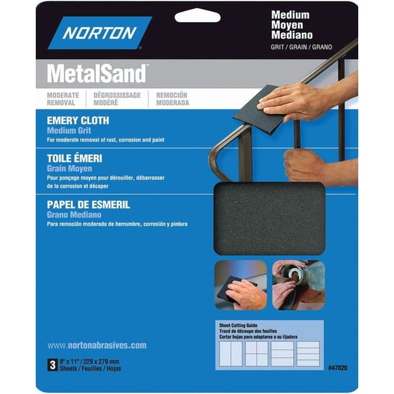 Norton 47820 Medium Grit Emery Cloth 9" x 11" - Walmart.com
