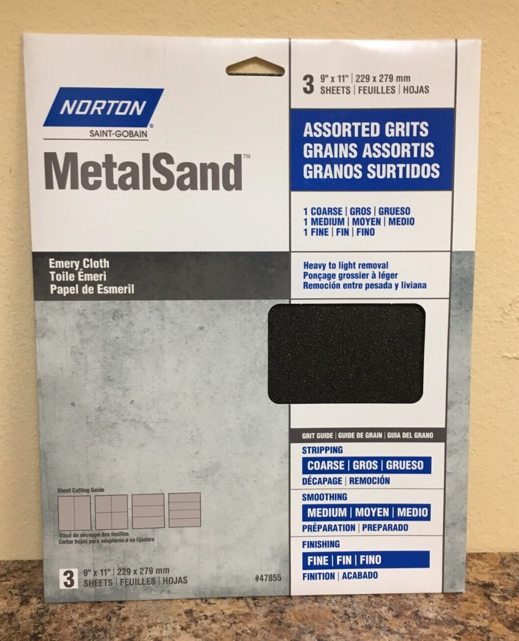 Norton 47855 Metalsand 9” X 11” Assorted Grit Emery Cloth 3 Pk ...
