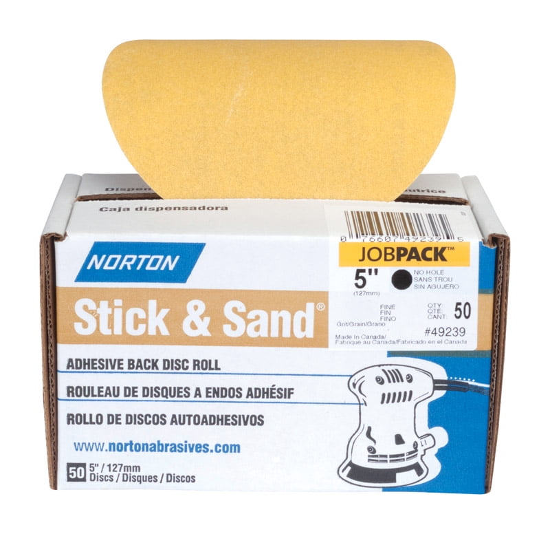 Norton 49232 5 in. No Hole P220 Stick & Sand Discs, Pack - 50 - Walmart.com