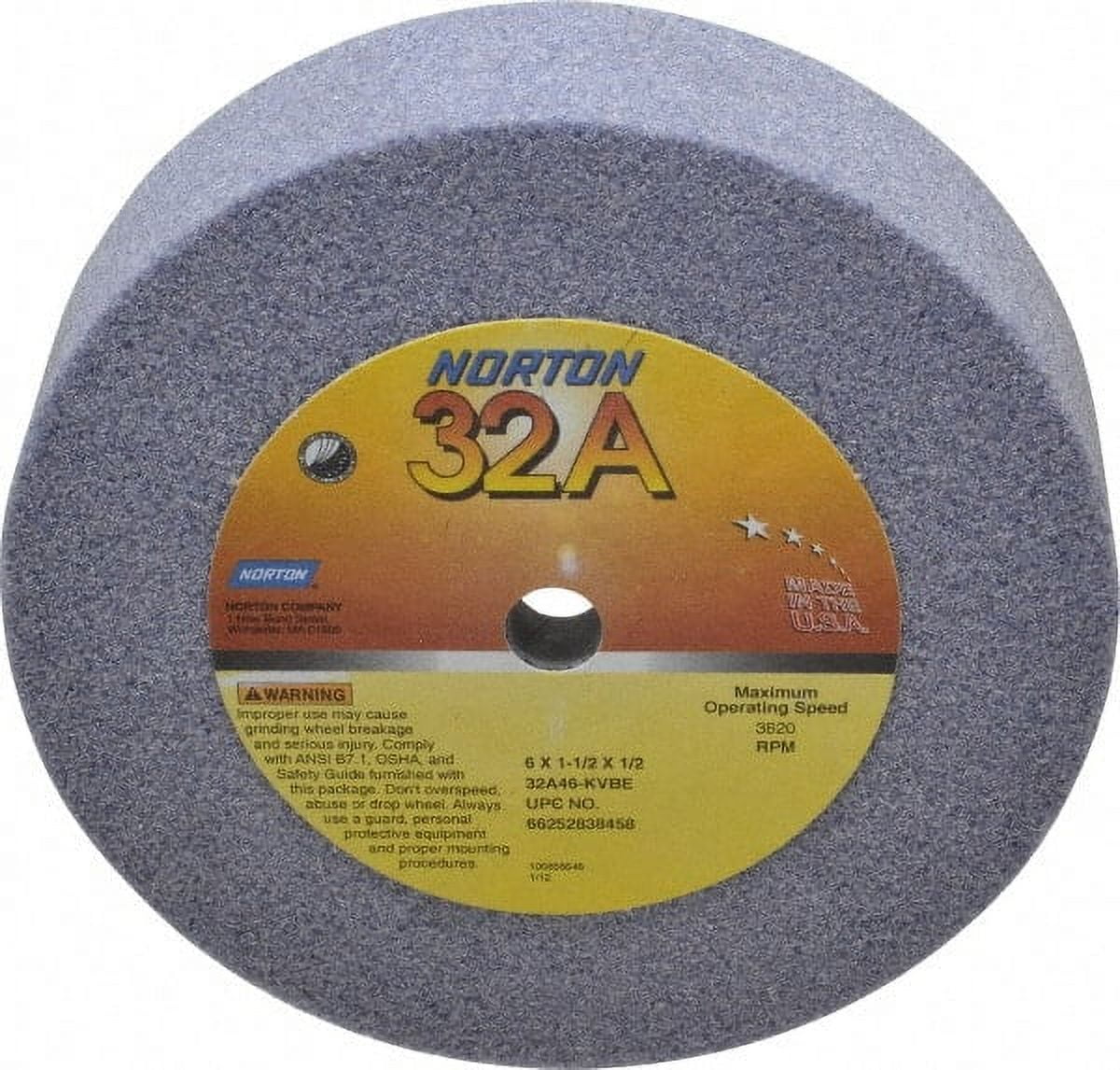 Norton 6" Diam, 1/2" Hole Size, 1-1/2" Overall Thickness, 46 Grit, Type ...