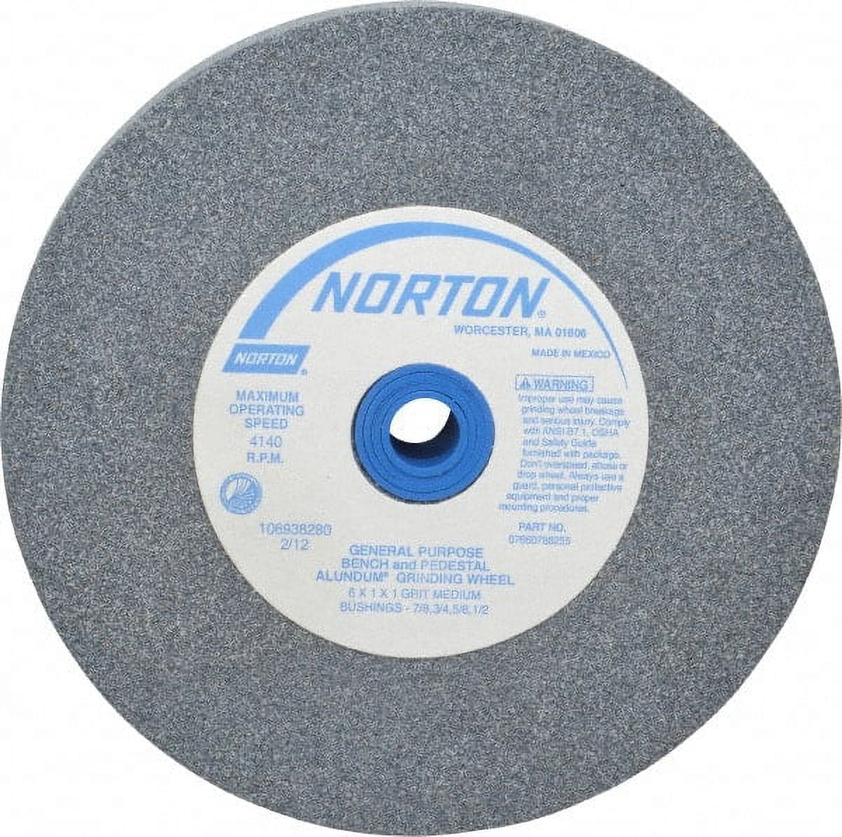 Norton 60 Grit Aluminum Oxide Bench & Pedestal Grinding Wheel 6" Diam x ...