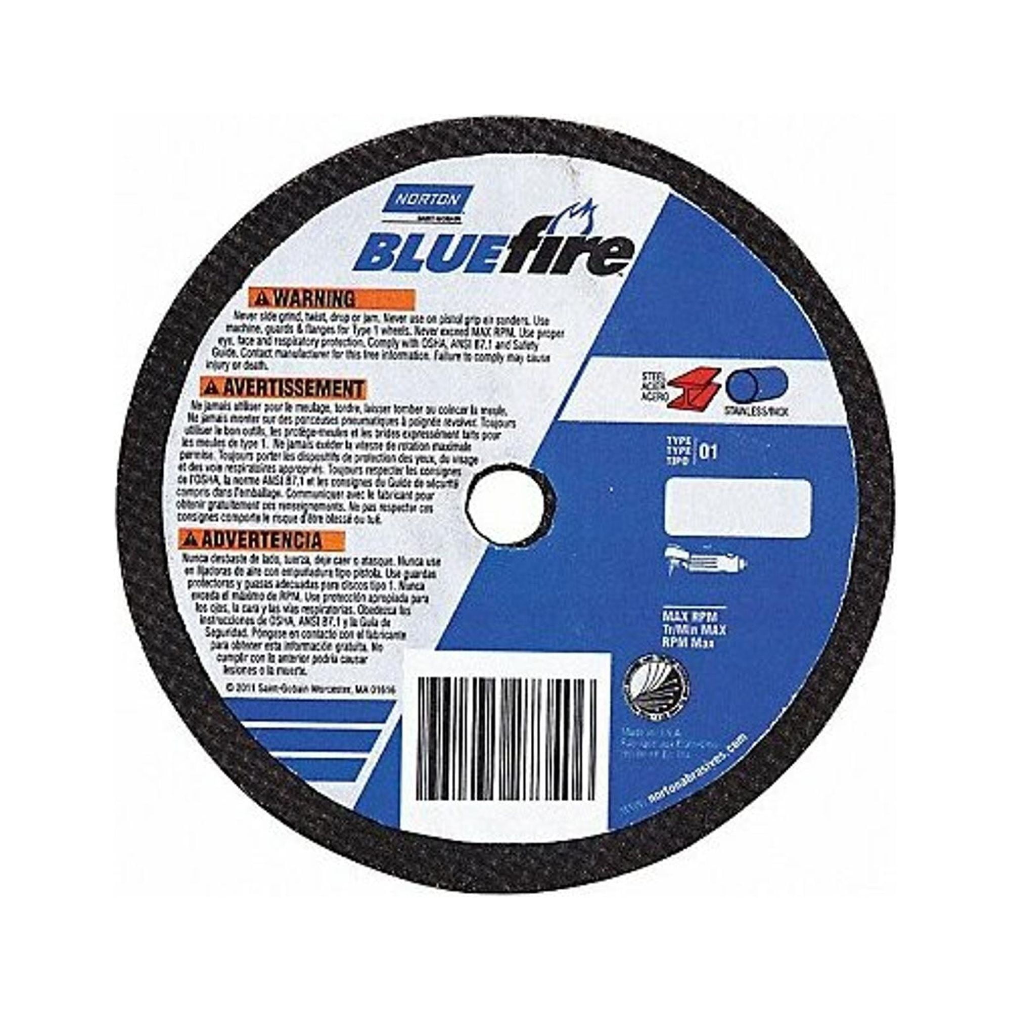 Norton Abrasives CutOff Wheel,Blue Fire,12"x7/64"x1" 66252843250 ...