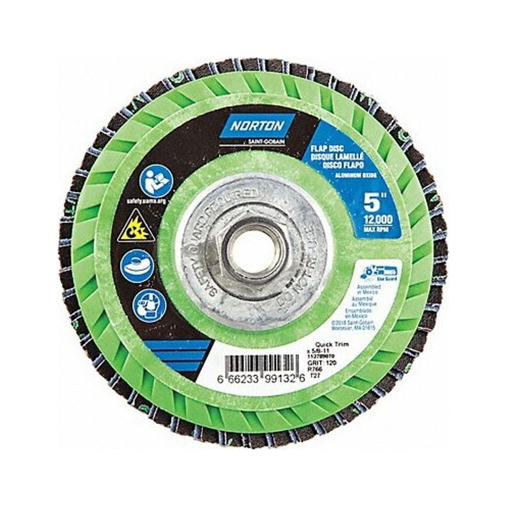 Norton Abrasives Fiber Disc,5 in Dia,5/8in Arbor,P120 G 66623399132 ...