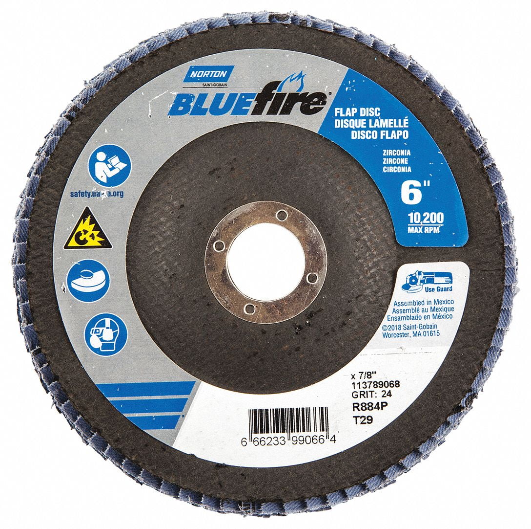 Norton Abrasives Fiber Disc,6 in Dia,7/8in Arbor,P24 Grit 66623399066 ...