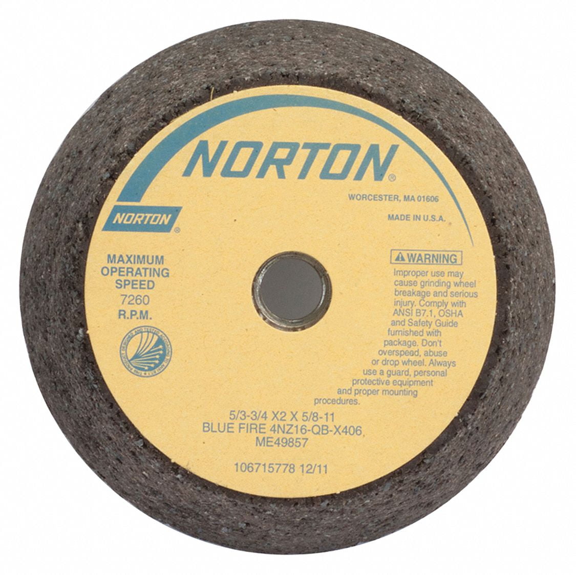 Norton Abrasives Flaring Cup Wheel,Type 11,Face Dia. 6 In 66253146922 ...