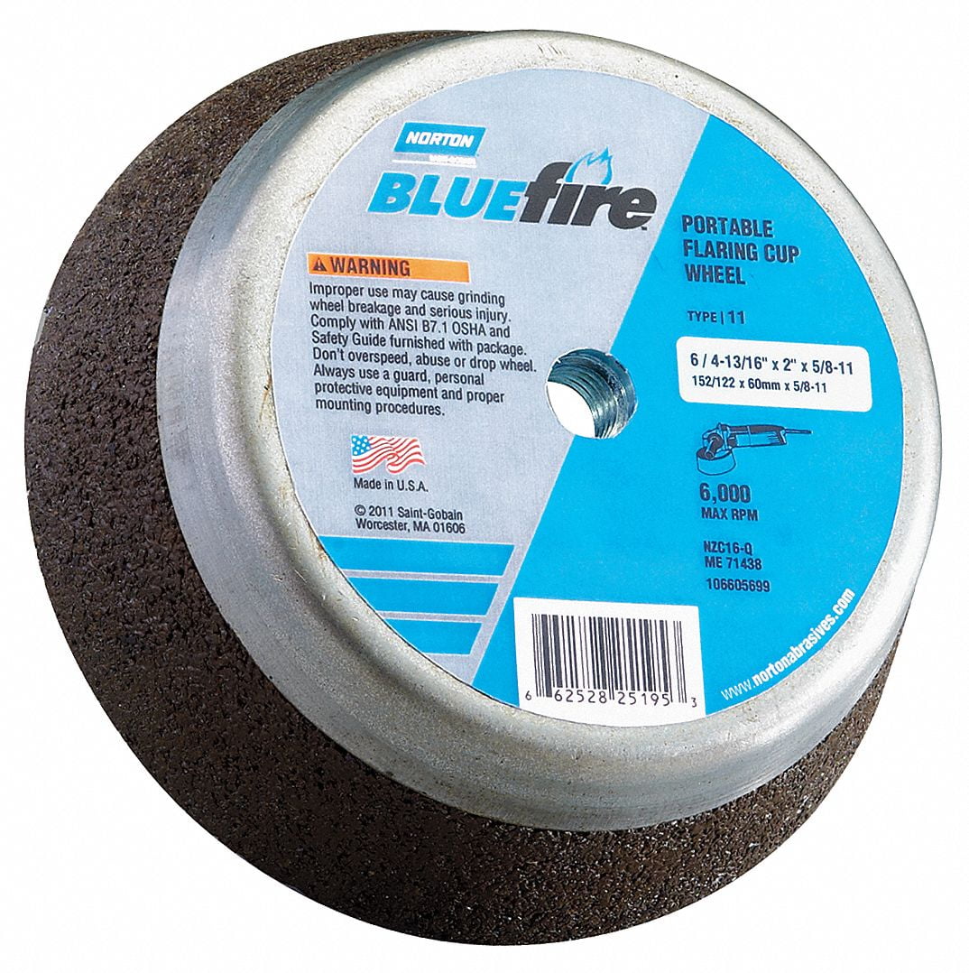 Norton Abrasives Flaring Cup Wheel,Type 11,Face Dia. 6 In 66253146929 ...