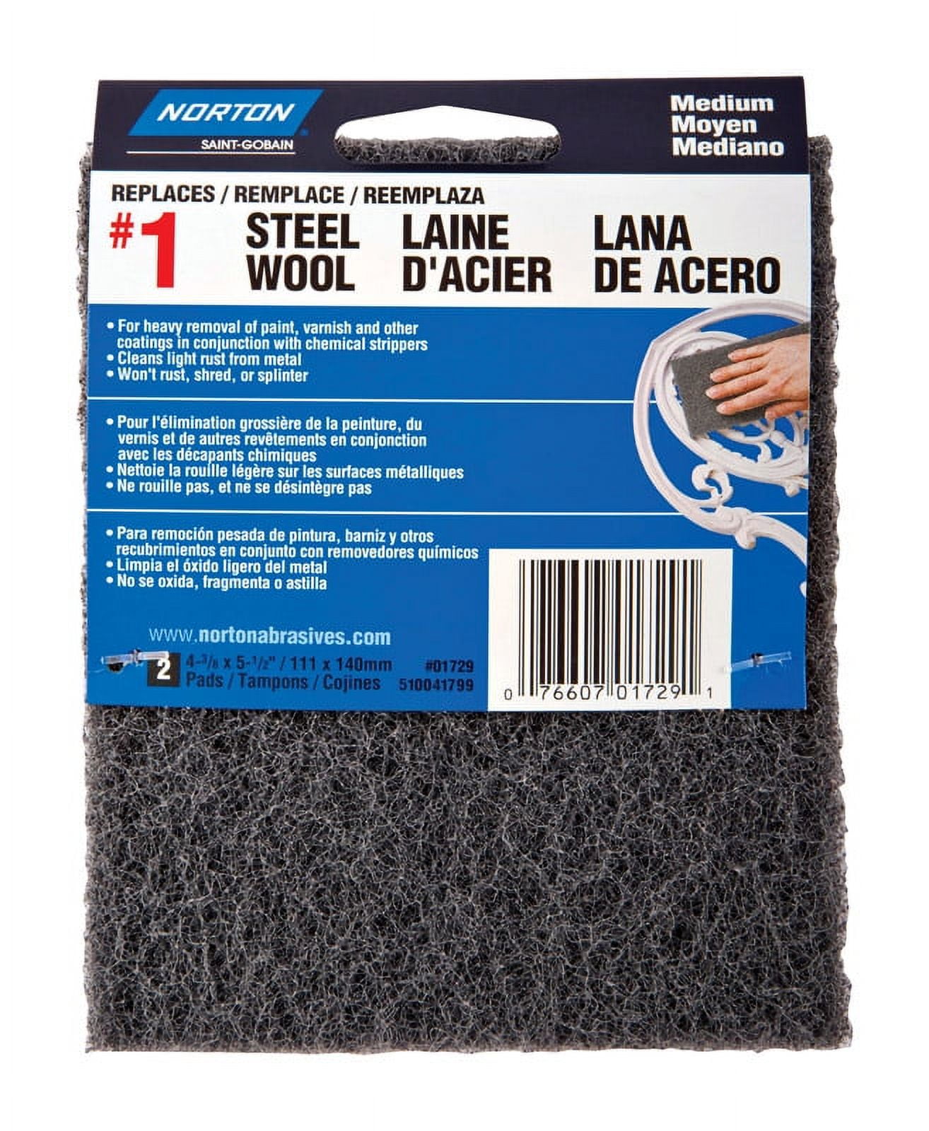 Norton Abrasives Sanding Wool Pad,1 Grit,Medium,PK2 07660701729 ...
