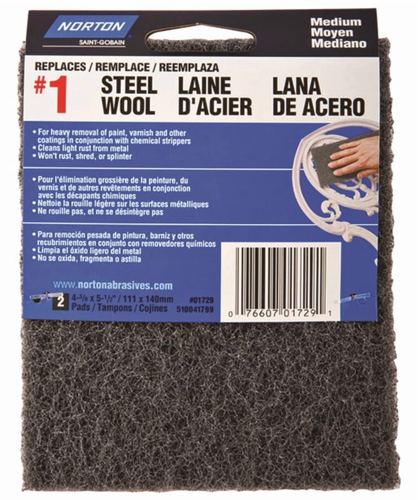 Norton Abrasives Sanding Wool Pad,1 Grit,Medium,PK2 07660701729 ...