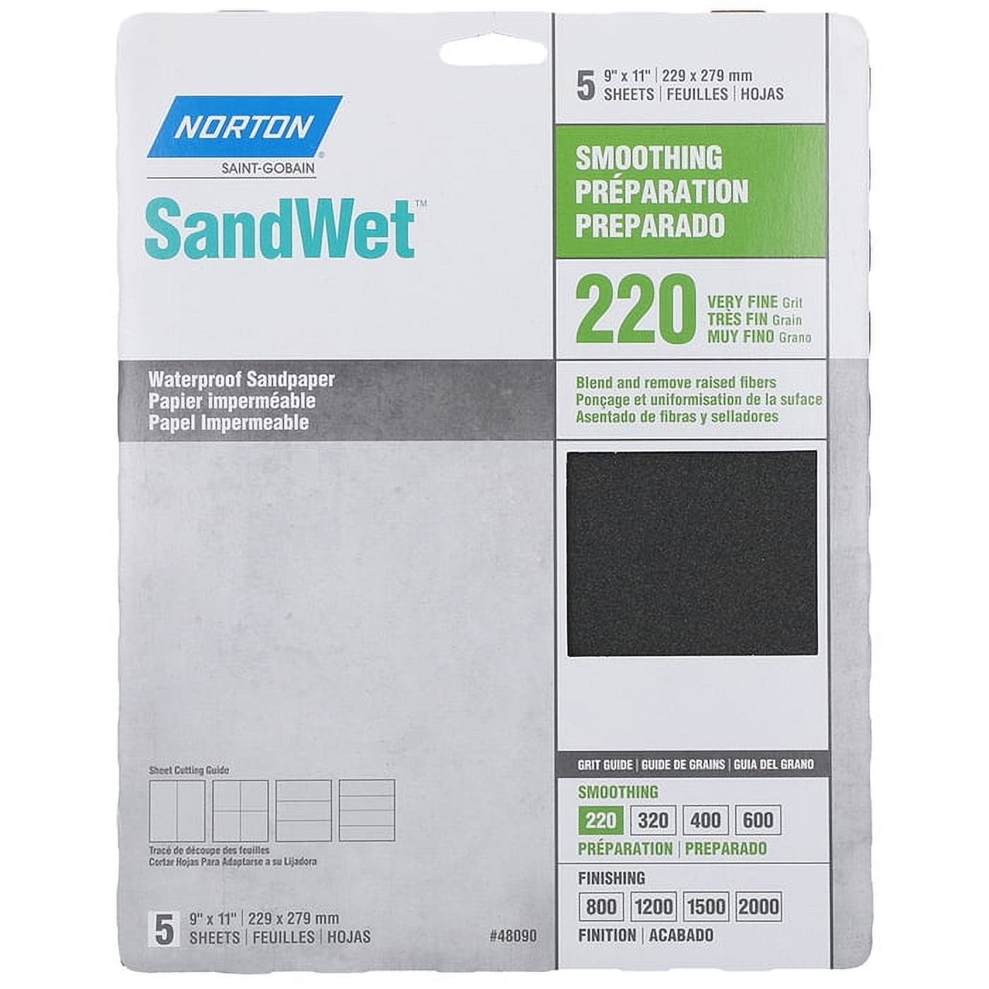 Norton SandWet 11 in. L X 9 in. W 220 Grit Aluminum Oxide Waterproof ...
